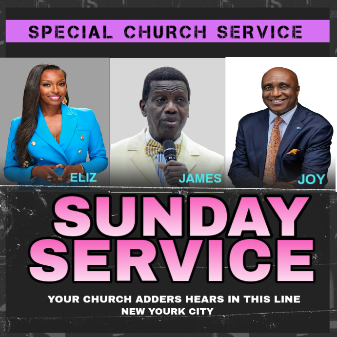 Copy of Black Collage Church Sunday Service Square (1:1) | PosterMyWall