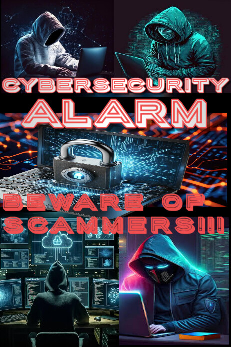 Black Collage Cyber Security Alarm Poster Templat | PosterMyWall
