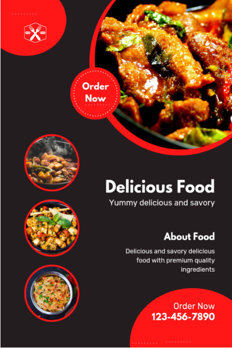 Black Collage Food Menu Poster Template | PosterMyWall