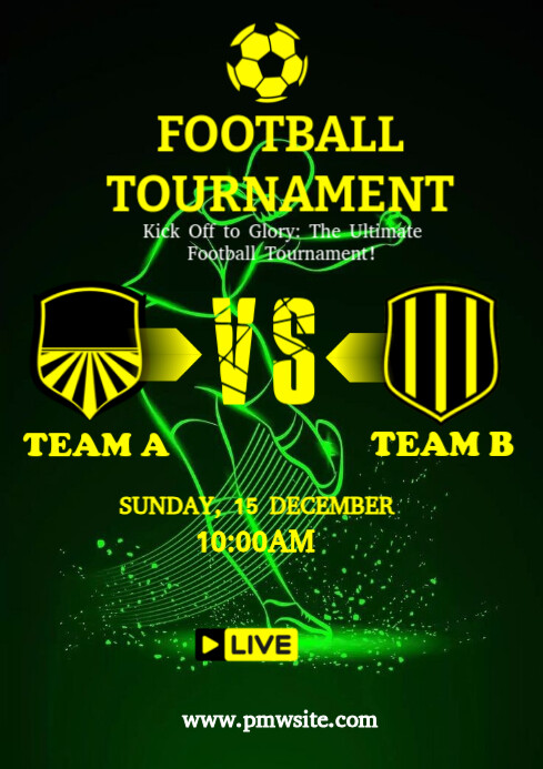 Black Collage Football Tournament A4 Template | PosterMyWall