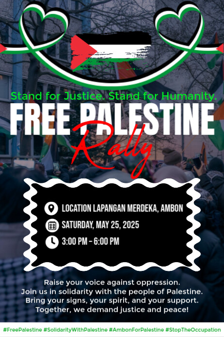 Black Collage Free Palestine Rally 2025 Poster Template | PosterMyWall