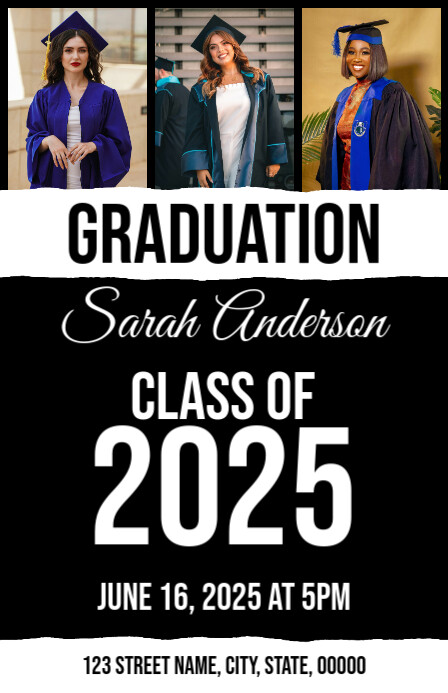 Copy of Black Collage Graduation Invitation Half Page Wide | PosterMyWall