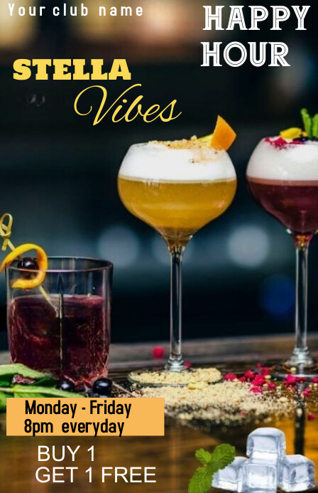 Plantilla de Black Collage Happy Hour Tabloid | PosterMyWall