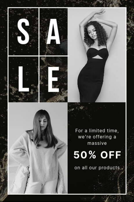 Copy of Black Collage Limited Sale 50% Fashion Advertisement Poster ...