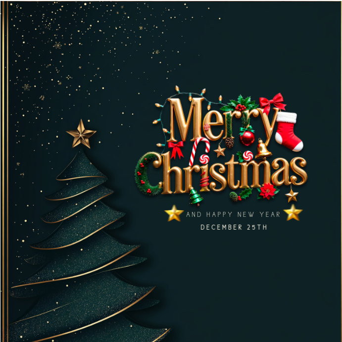 Black Collage Merry Christmas Day Wish Card Design Instagram Post ...
