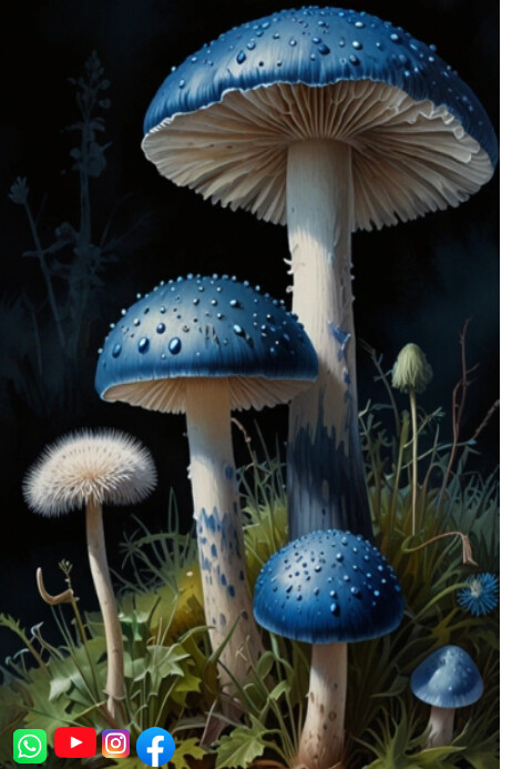 Black Collage Mushroom Poster Template | PosterMyWall