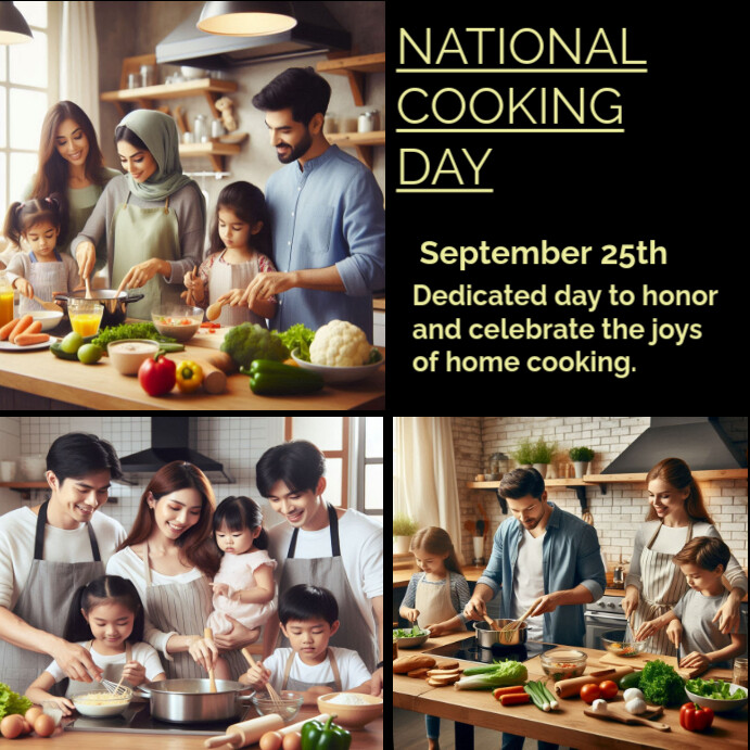 Black Collage National Cooking Day Instagram Templat | PosterMyWall