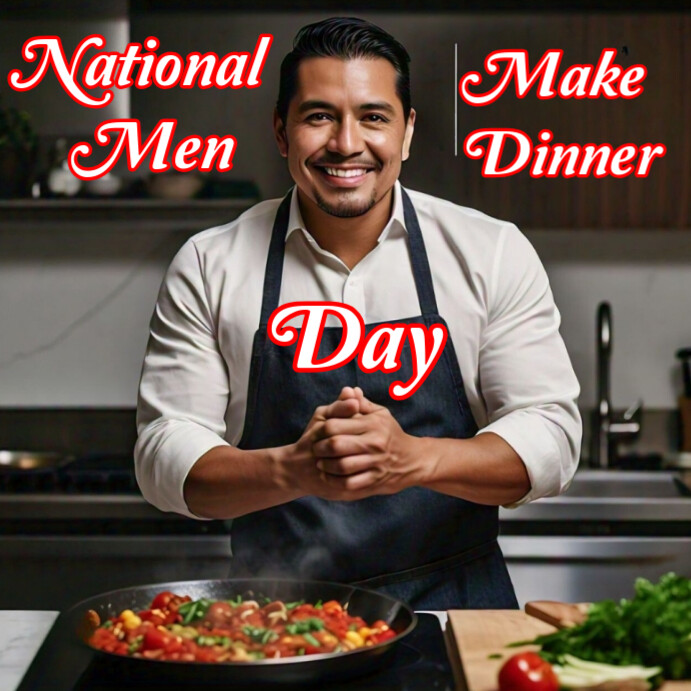 Black Collage National Men Make Dinner Day Instagram Post Templat | PosterMyWall