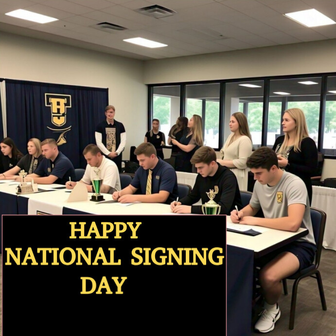 Black Collage National Signing Day Instagram Post Template | PosterMyWall
