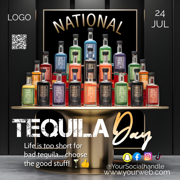 Black Collage National Tequila Day Instagram Template | PosterMyWall