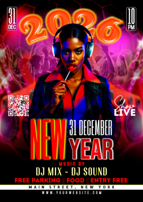 Plantilla de Black Collage New Year 2026 A6 | PosterMyWall