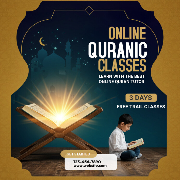 Black Collage Online Quran Learning Ad Template Instagram Post ...