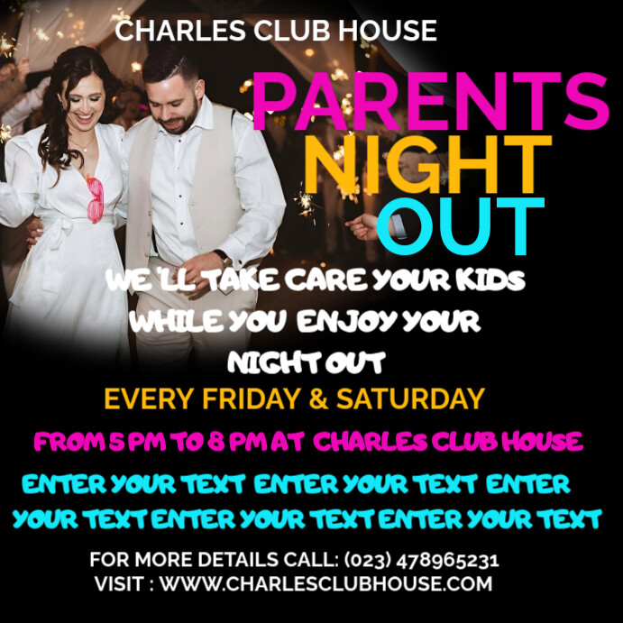 Plantilla de Black Collage Parents Night Out Poster Instagram Post ...