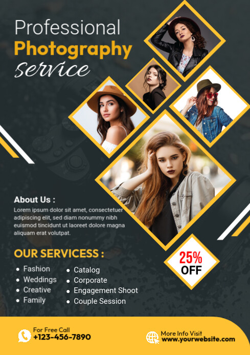 Black Collage Photography Flyer Template A4 | PosterMyWall