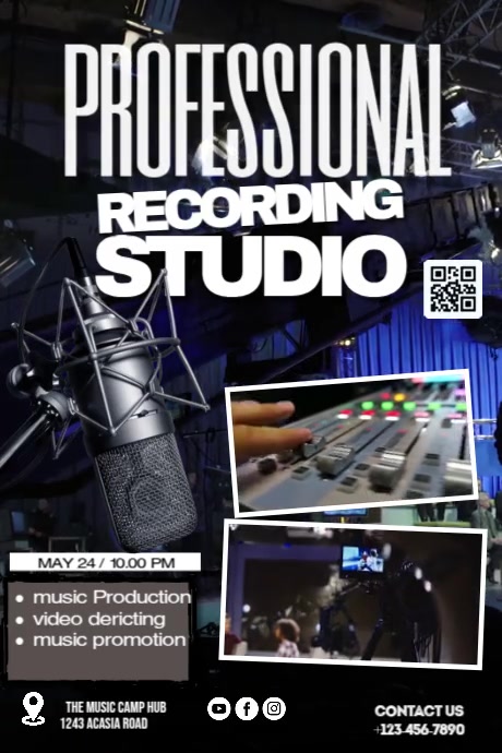 Plantilla de Black Collage Professional Recording Studio Poster ...