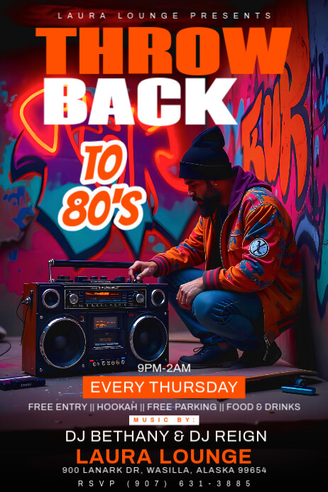 Black Colorful Throwback Flyer Poster Template | PosterMyWall