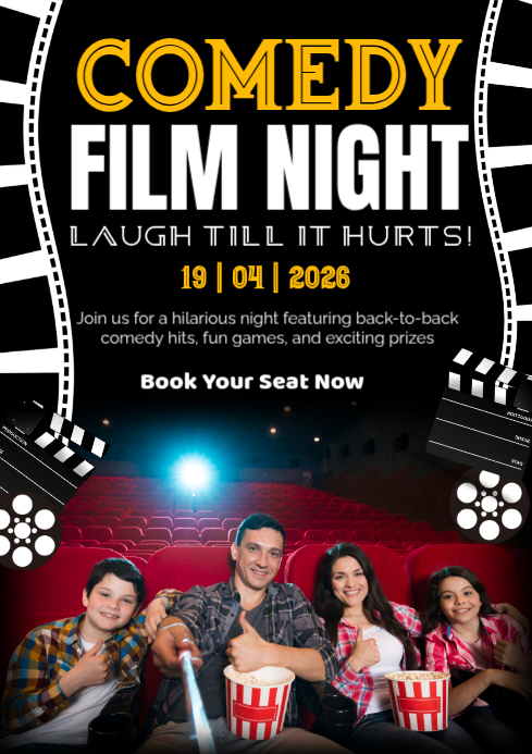 Black Comedy Film Night A1 Template | PosterMyWall