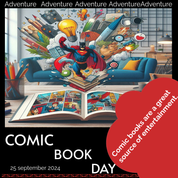 Plantilla de Black Comic Book Day Instagram Post | PosterMyWall