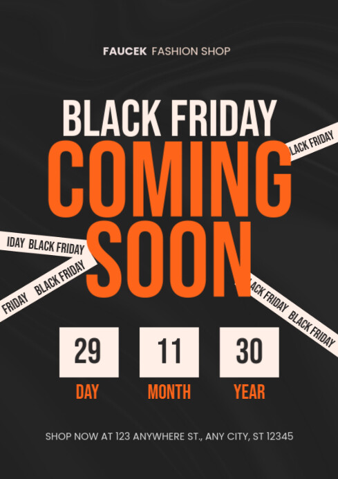 Black Coming Soon A4 Template | PosterMyWall