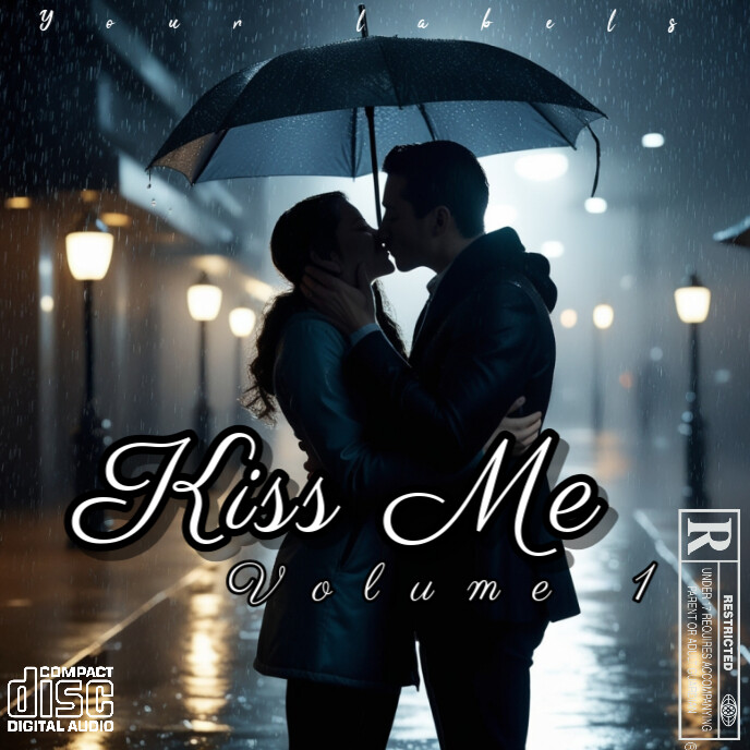 Black Couple Kiss Umbrella Rain Dem Lights Vintage Album Cover Template | PosterMyWall