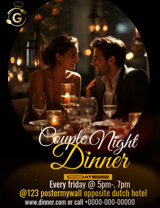 Black Couple Night Dinner Flyer (us Letter) Template | PosterMyWall