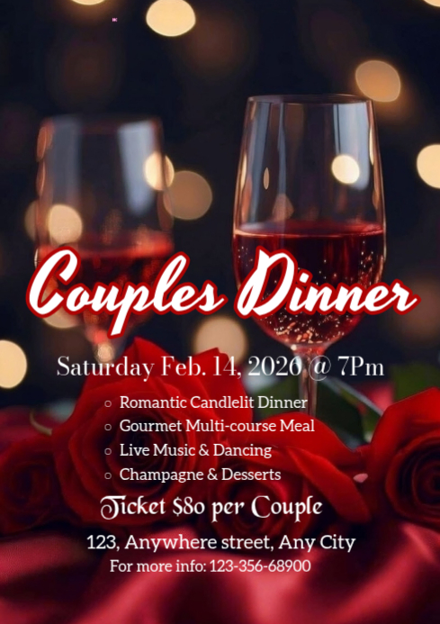 Plantilla de Black Couples Dinner Event A3 | PosterMyWall