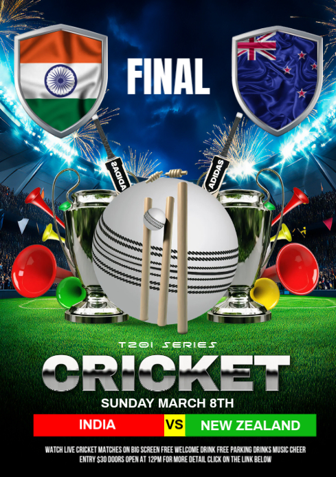 Black CrICKET A4 Template | PosterMyWall