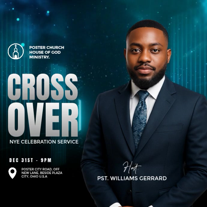 Black Crossover Church Service Invitation Flyer Template Instagram Post ...