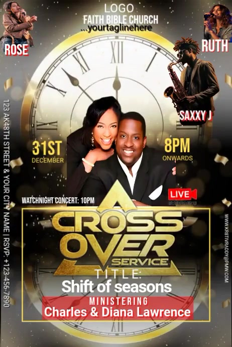 Black Crossover Night Church Service Poster Template | PosterMyWall