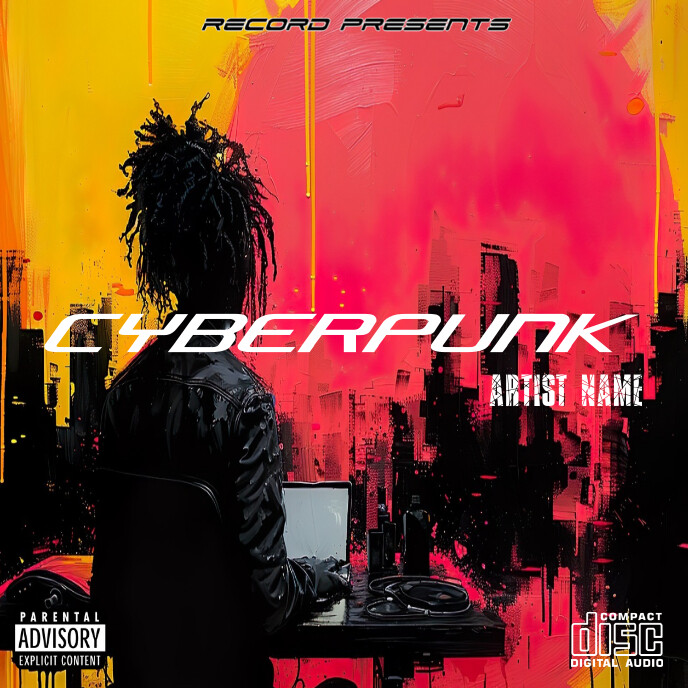 Black Cyberpunk Album Cover Template | PosterMyWall