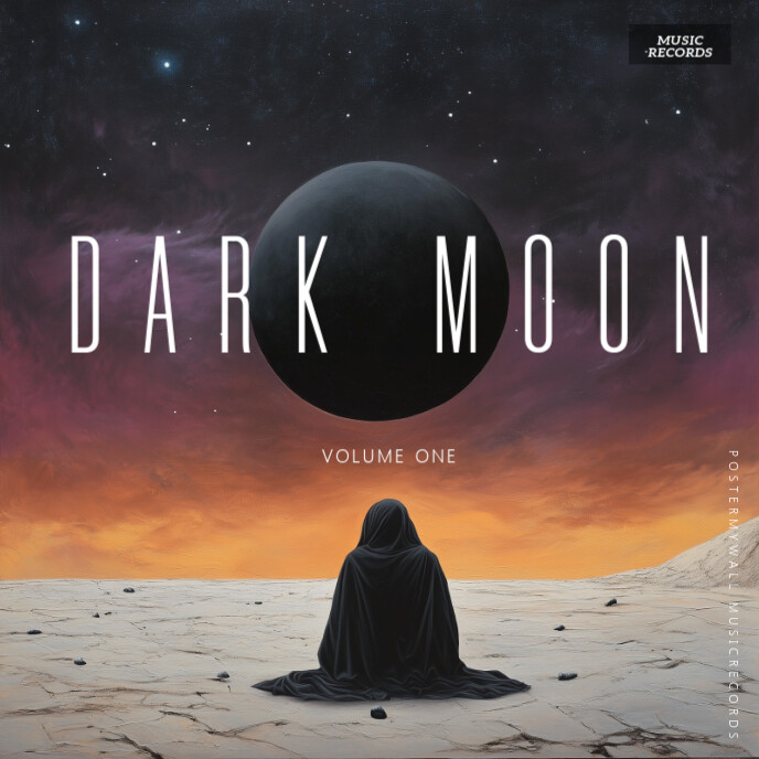 Black Dark Moon Album Cover Template | PosterMyWall