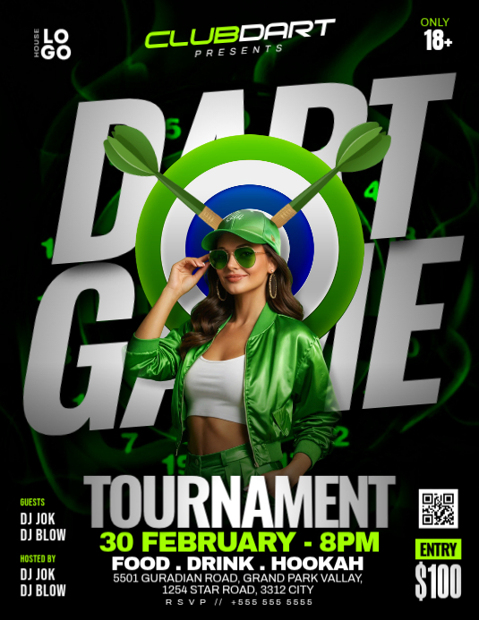 Black Dart Tournament Flyer Template | PosterMyWall