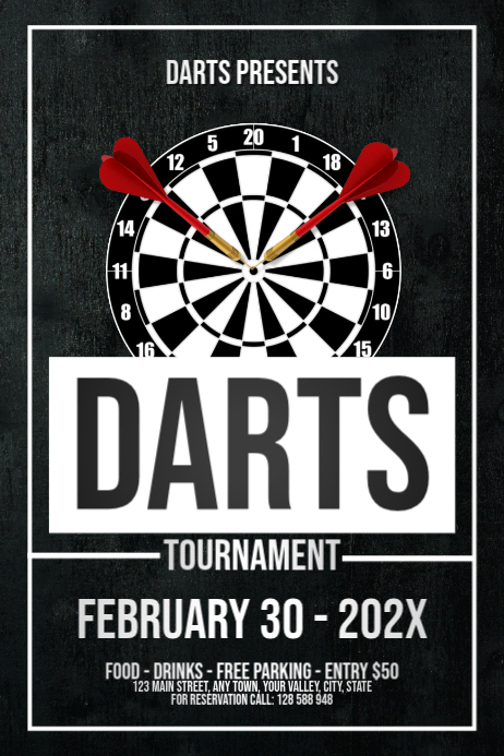 Black Darts Tournament Poster Template | PosterMyWall
