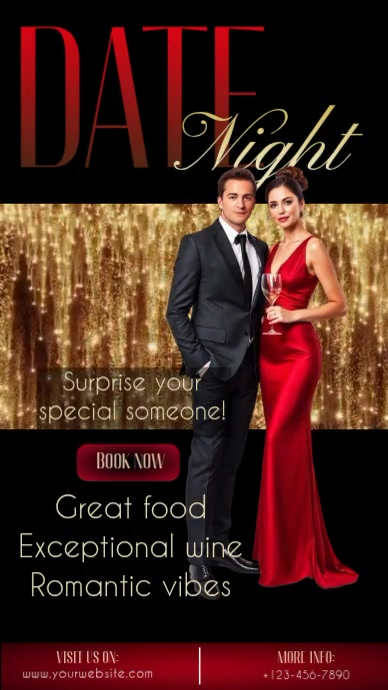 Black Date Night Flyer Ad Animated Template | PosterMyWall