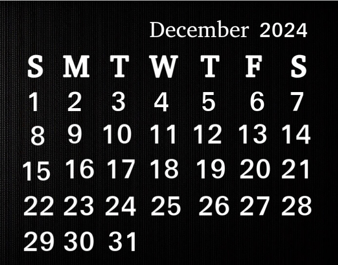Black December 2024 Poster/wallboard Template | PosterMyWall
