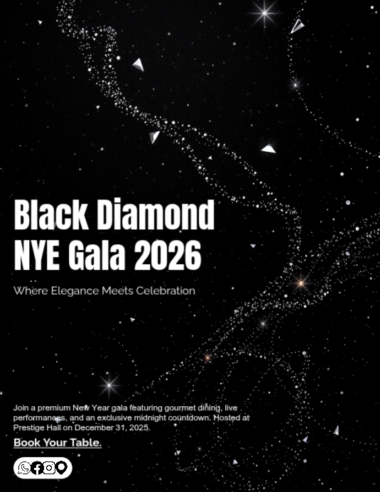 Black Diamond NYE Gala Flyer Template | Luxury Executive New Year Event ...