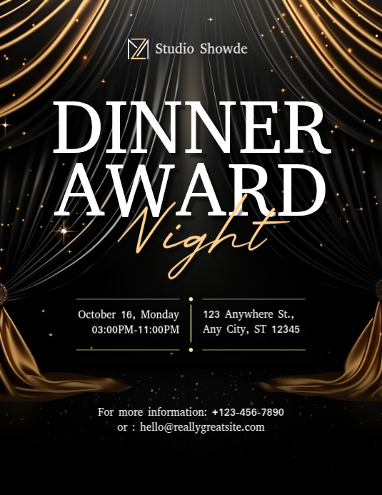 Black Dinner Award Night Flyer Template | PosterMyWall