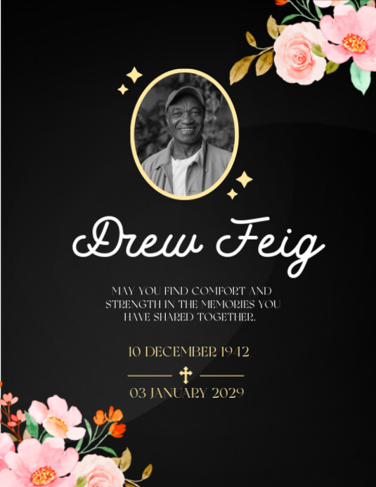 Black Elegant Classic Message Death Announcement Template | PosterMyWall