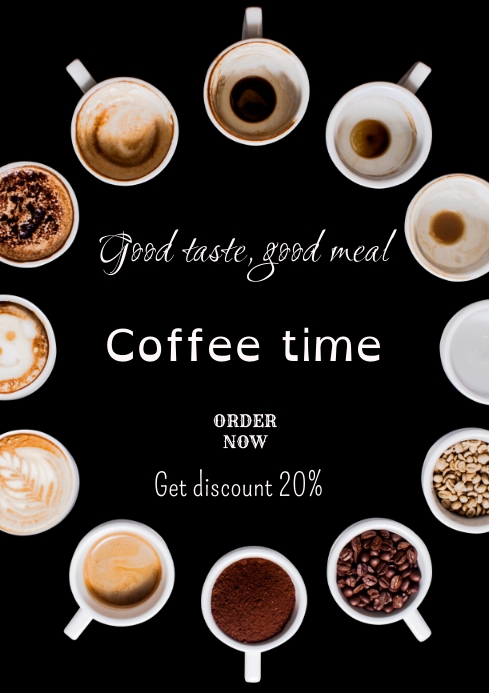 Black elegant coffee time flyer Template | PosterMyWall
