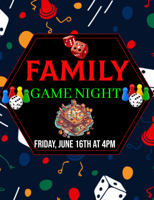 Black Family Game Night Flyer (us Letter) Template | PosterMyWall