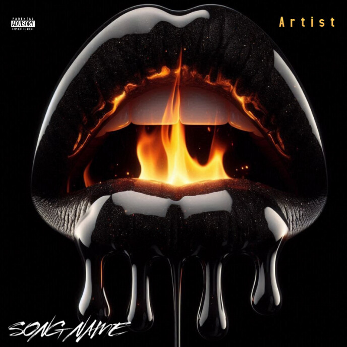 Black fire lips mixtape album cover Template | PosterMyWall