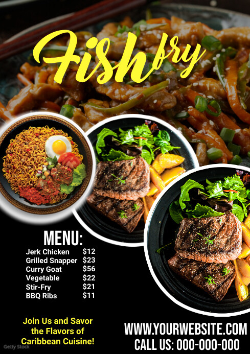 Black Fish Fry A4 Template | PosterMyWall