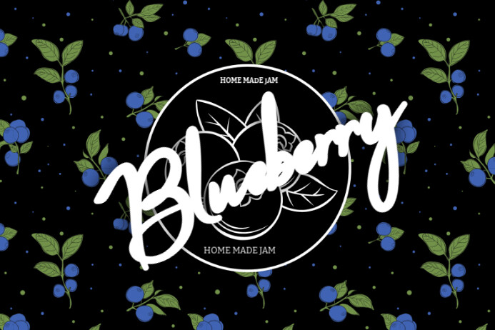 Plantilla de Black Floral Blueberry Jam Label – Illustrated Floral ...