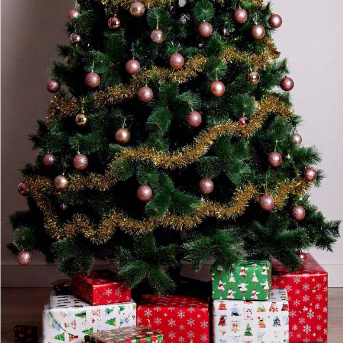 Black Floral Christmas Tree And Gift Instagram Post Template | PosterMyWall