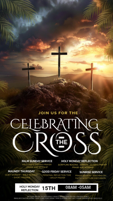 Black Floral Easter Week Church Services Instagram Story Template ...