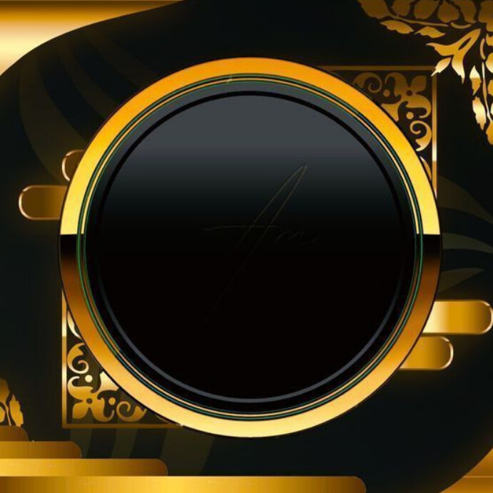 Black Floral Elegant Golden Circle Frame Instagram Post Template ...