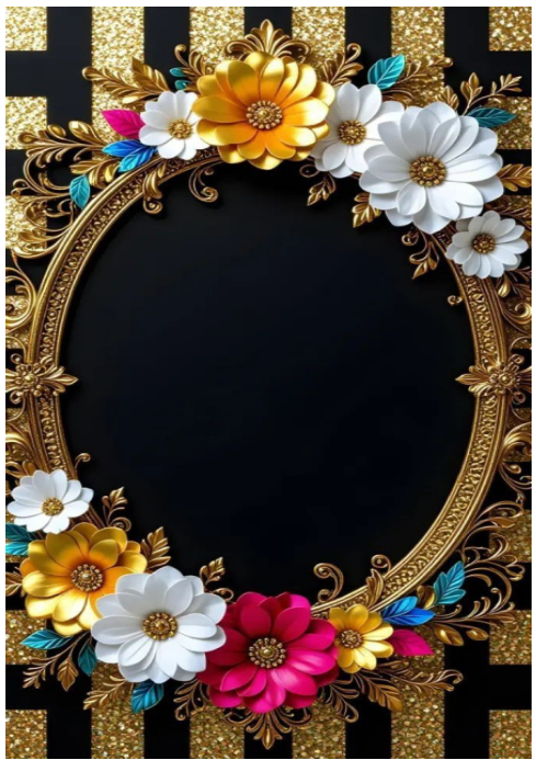 Black Floral Frame A3 Template | PosterMyWall