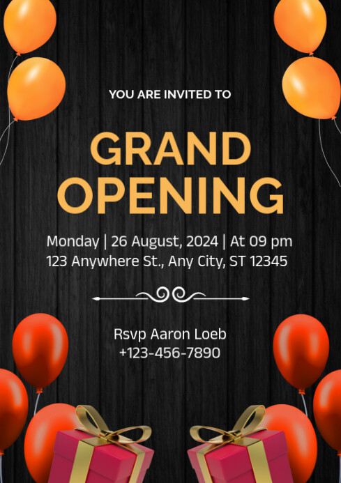 Copy of Black Floral Grand Opening Ceremony Flyers A4 | PosterMyWall