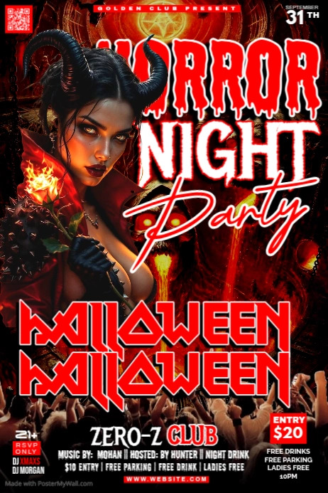 Black Floral Halloween Horror Party Poster Templat | PosterMyWall