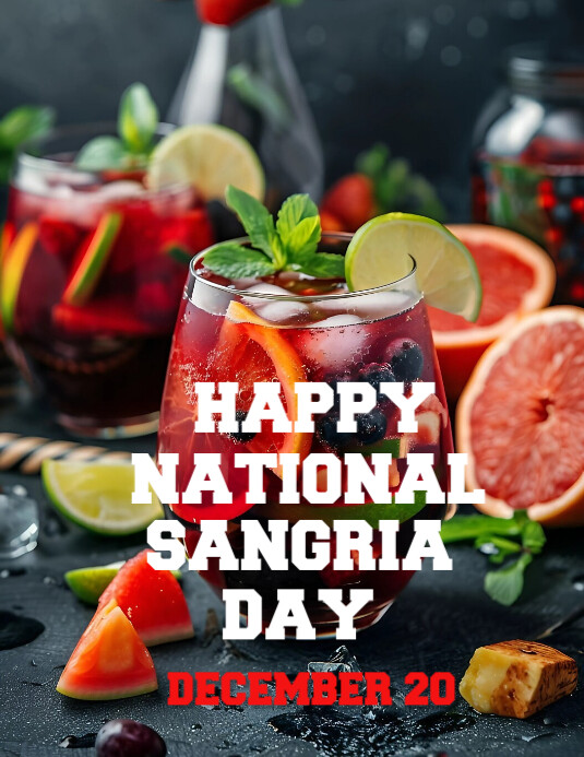 Copy of Black Floral Happy National Sangria Day Flyer (us Letter ...